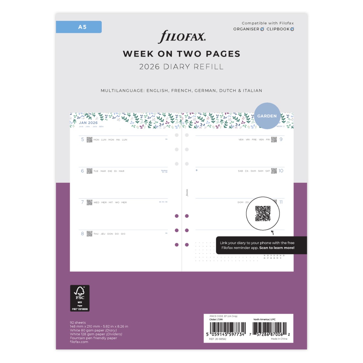 Filofax A5 Week on Two Pages Diary Garden 2026 | Penworld » More than ...